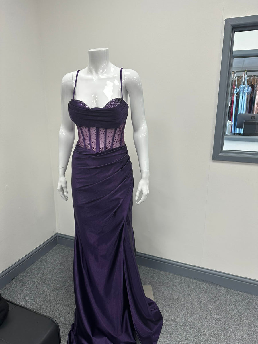 Purple Corset Sequinned Ballgown Prom Dress Ball Cruise RRP £645 we se ...